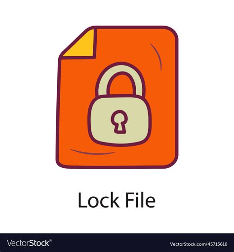Lock File Fill Outline Icon Design D Royalty Free Vector
