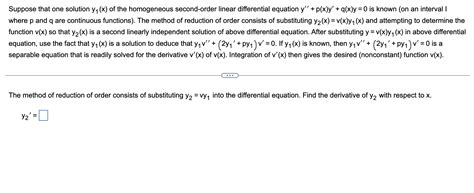 solved suppose that one solution y1 x of the homogeneous