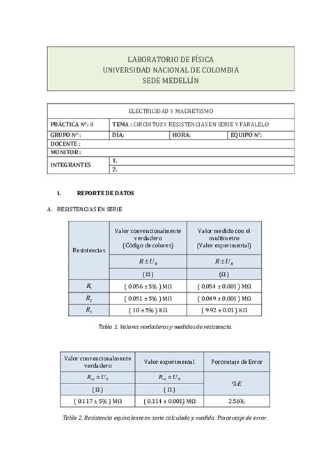 Doc Laboratorio De FÍsica Universidad Nacional De Colombia Sede MedellÍn