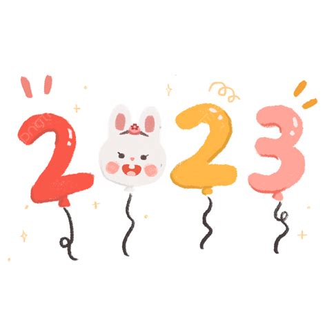 귀여운 토끼 새해 장식 무료 인쇄 2023년 새해 토끼 Png 일러스트 및 Psd 이미지 무료 다운로드 Pngtree