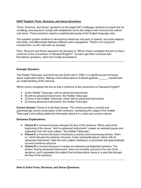 dsat english form structure and sense questions pdf