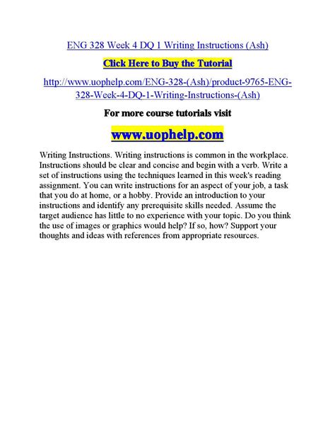 Eng 328 Week 4 Discussion Question1 Writing Instructions By Assignmen24