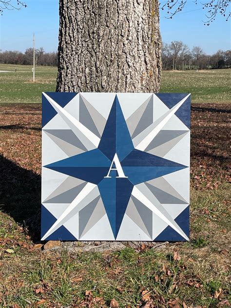 Mariners Compass Barn Quilt Large Statement Piece Wood Outdoor Sign