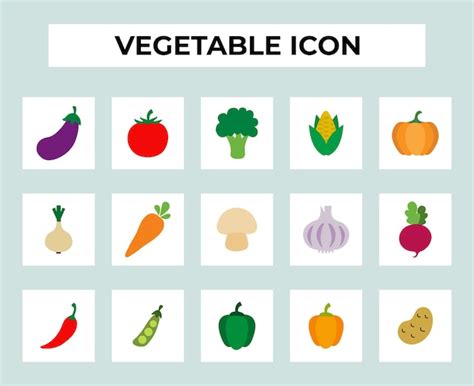 Premium Vector Vegetable Flat Vector Icon Set