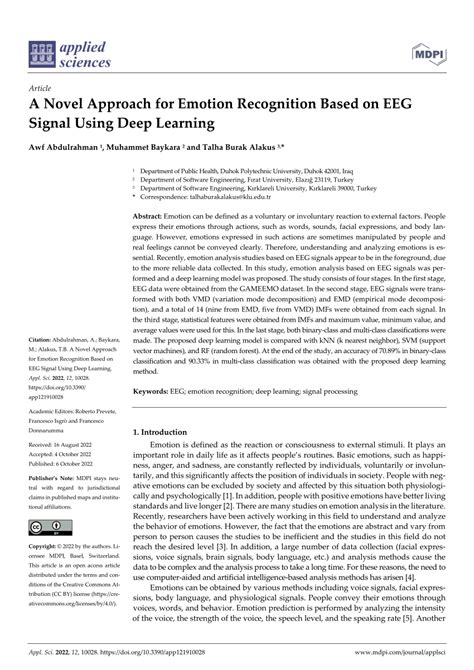 pdf a novel approach for emotion recognition based on eeg signal