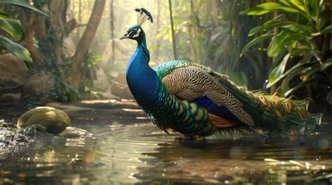 Premium Photo Vibrant Peacock A Stunning Display Of Natures Beauty