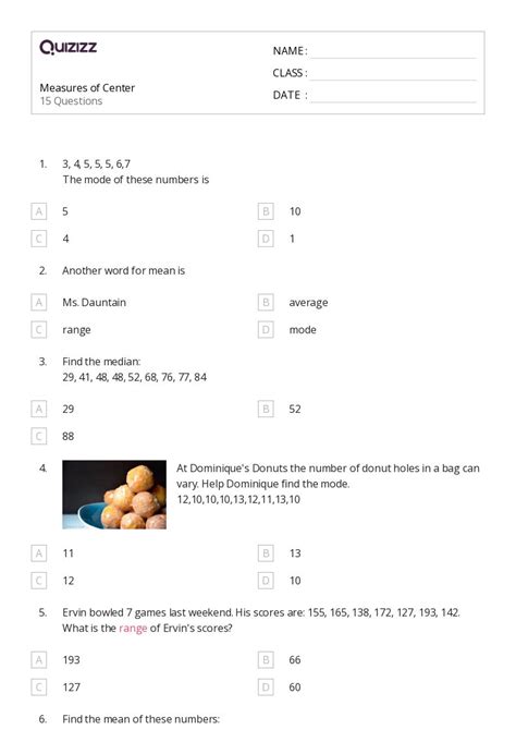 50 Measures Of Variation Worksheets For 5th Class On Quizizz Free