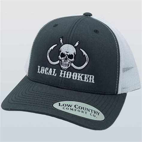 Local Hooker Hook Skull Charcoal White Riverbed Threads