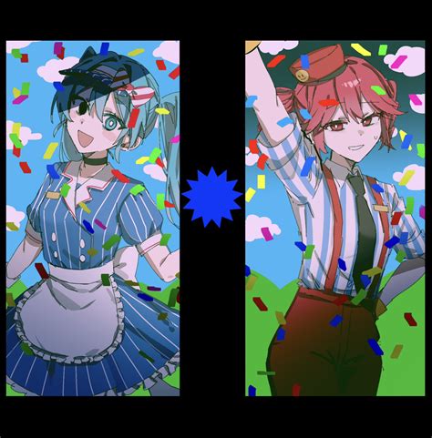 Safebooru 2girls Apron Arm Up Back Bow Black Eyes Blue Dress Blue