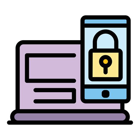 Locked Data Laptop Authentication Icon Color Outline Vector 15888891 Vector Art At Vecteezy