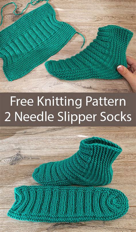 Amazing Knitting Easy Two Needle Ribbed Slipper Socks Free Pattern