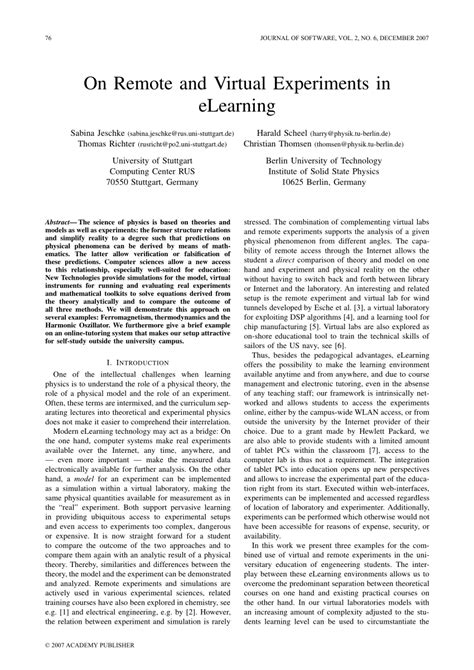 Pdf On Remote And Virtual Experiments In Elearning