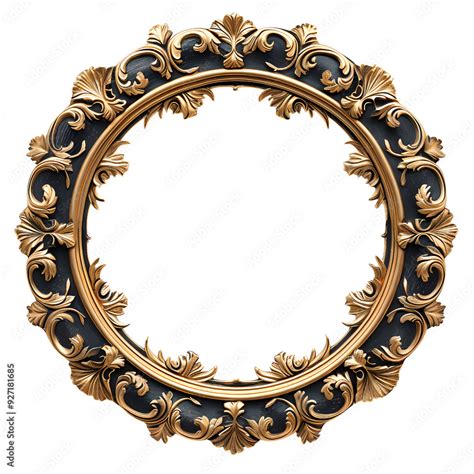 Ornate Gold And Black Circular Frame With Intricate Detailing