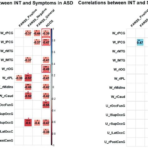 Spearman Correlations Between Int Of Rois And Clinical Measures In Asd Download Scientific