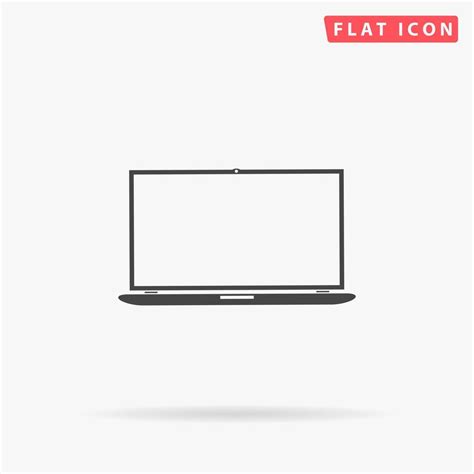 Simple Laptop Simple Flat Black Symbol With Shadow On White Background Vector Illustration