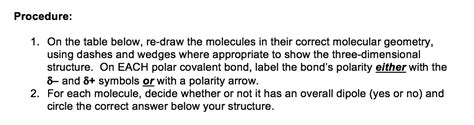 Solved Procedure 1 On The Table Below Re Draw The
