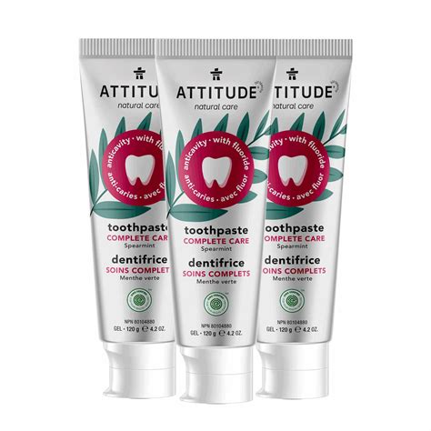 Adult Toothpaste With Fluoride Trio Complete Care Attitude