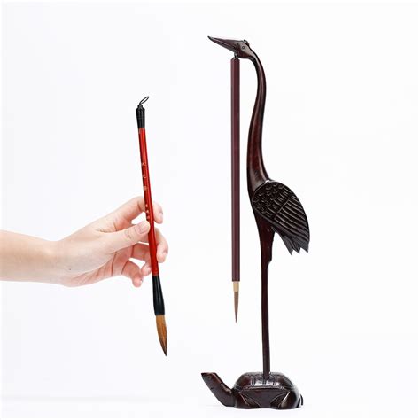 龟鹤红木笔架毛笔挂实木质毛笔搁挂笔架子文房四宝套装书法用品 虎窝淘