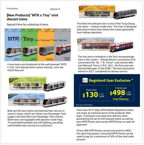 車票 Tickets 「港鐵x微影」迷你合金列車優先訂購 20230519~31