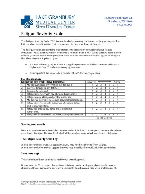 Fatigue Severity Scale Pdf Pdf