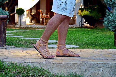 Roman Leather Sandal Mens Handmade Greek Gladiator Etsy Leather