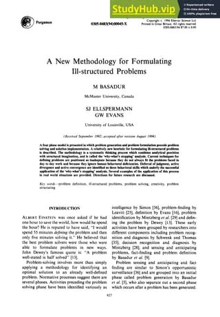 A New Methodology For Formulating Ill Structured Problems PDF