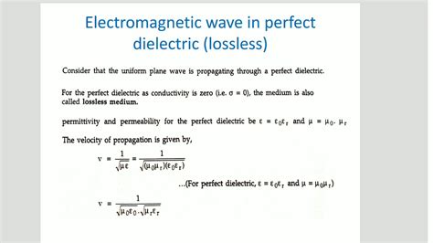 Electromagnetic Wave For Perfect Dielectric Lossless Medium Youtube