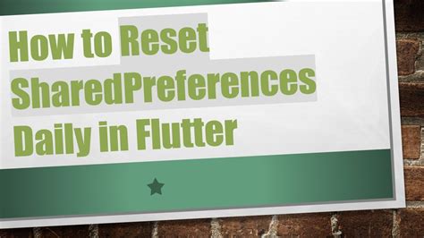 How To Reset Sharedpreferences Daily In Flutter Youtube