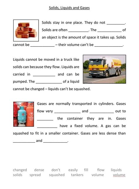 Solved Solids Liquids And Gases Solids Stay In One Place