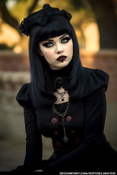 Sexy Long Haired Goth Pinup Beauty By Aipixelmaster On Deviantart