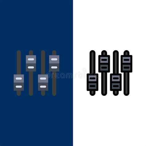 Equalizer Sound Audio Volume Icons Flat And Line Filled Icon Set