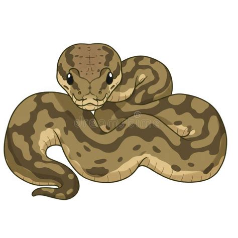 Coiled Brown Python Illustration Stock Illustration Illustration Of