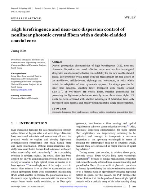 High Birefringence And Near‐zero Dispersion Control Of Nonlinear Photonic Crystal Fibers With A