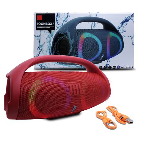 Bocina Bluetooth Jbl Boombox Port Til Con Asa Luces Rgb Subwoofer Y Resistente Al Agua Box