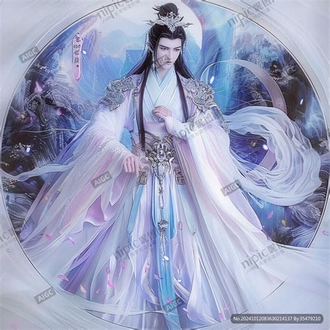 Ai创作图新中式玄幻仙侠 中国风古装美男 古装人古装男人 少阳帝君 四大美男插画 原创手绘古装美男 紫虚观道士 青帝广生帝君 神仙道士 道士人