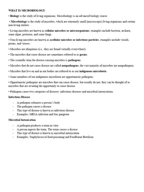Chap 1 Notes Pdf Microorganism Microbiology