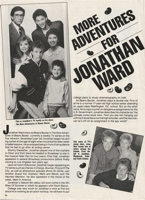 Jonathan Ward Teen Magazine Pinup Clipping More Adventures For Jonathan