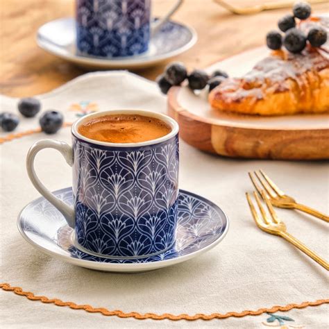 Emsan Blue Star 6 Kişilik Kahve Fincan Takımı 90 ml Mutfak Sofra ve