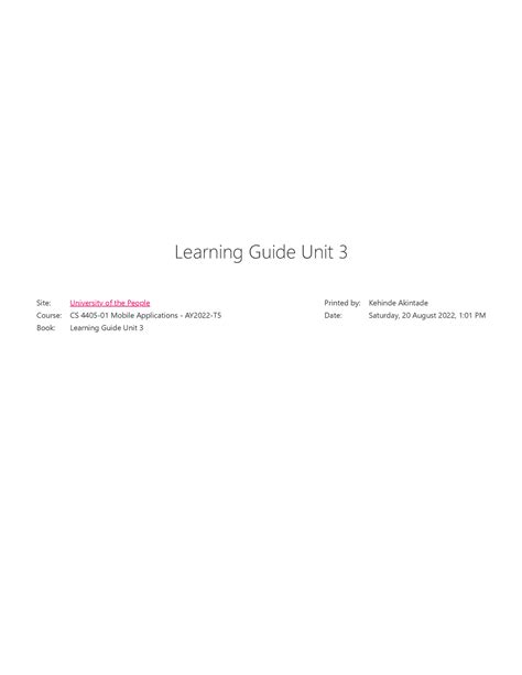 Learning Guide Unit 3 Cs 4405 01 Mobile Applications Ay2022 T5