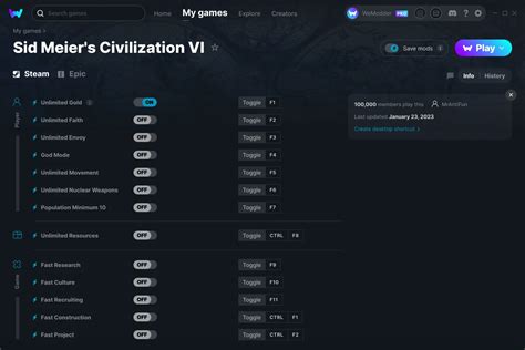 Sid Meiers Civilization Vi Cheats And Trainers For Pc Wemod