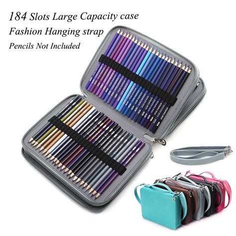 184 슬롯 휴대용 색연필 케이스 홀더 방수 대용량 Pu 가죽 연필 가방 학생 선물 미술 용품pencil Bags