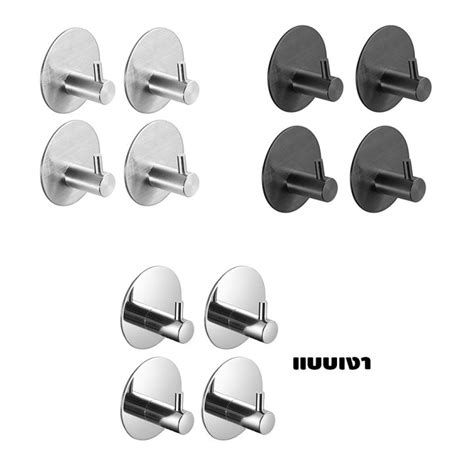 ตะขอแขวน ติดผนัง สแตนเลส ติดผนังไม่เป็นรอย ผลิตจากสแตนเลส เกรด 304 แพ็ค4 ชิ้น แบบติดผนัง