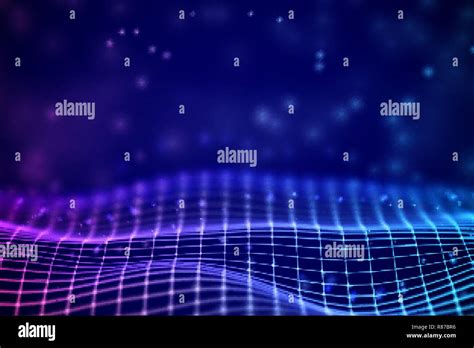 Virtual Reality Concept 3d Blue Pink Digital Wireframe Grid With