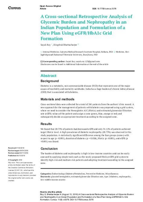 Pdf A Cross Sectional Retrospective Analysis Of Glycemic Burden And