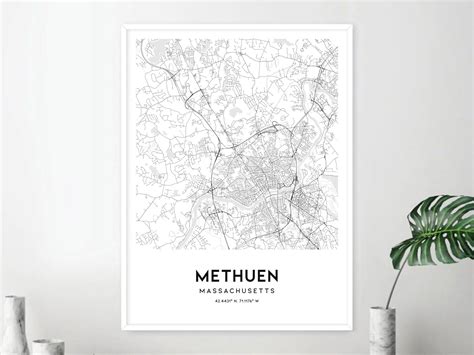 Methuen Map Print Methuen Map Poster Wall Art Ma City Map
