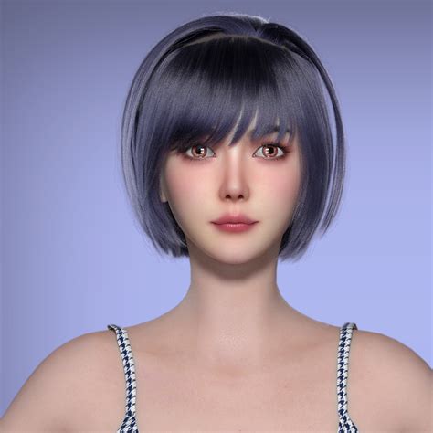 3d Model A Beautiful Short Haired Girl Model Turbosquid 2393298