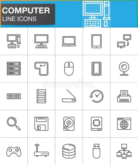 Editable Outline Computer Vector Stock Illustrations 42310 Editable