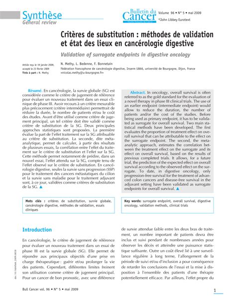 Pdf Validation Of Surrogate Endpoints In Digestive Oncology