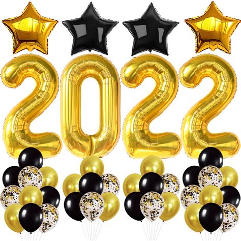 Gold Graduation Balloons 2022 Set 2022 Balloons Gold Confetti