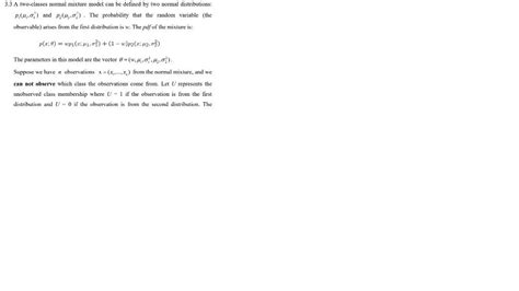 3 3 A Two Classes Normal Mixture Model Can Be Defined